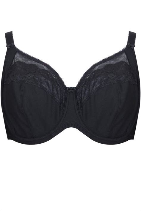 black cotton rich underwired bra with lace trim