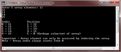 c one dimensional array