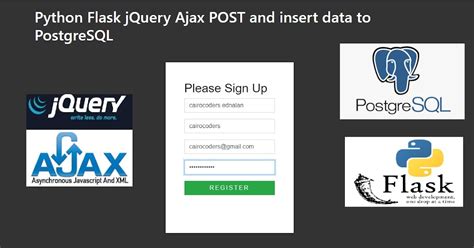 python flask jquery ajax post and insert data to postgresql tutorial101