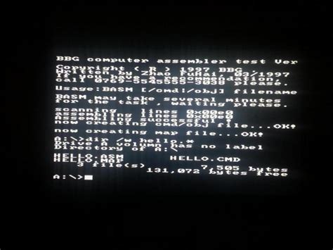 output a string to console bbg dos using 6502 assembly for 8 bit