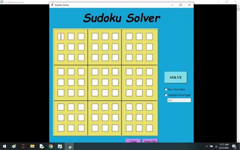 python program to newie sudoku solver using python tkinter kashipara