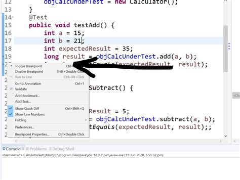 debug junit tests using ide