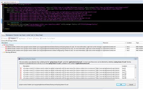 eclipse spring data xml configuration schema validation