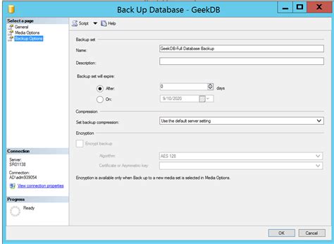 backup database in ms sql server geeksforgeeks