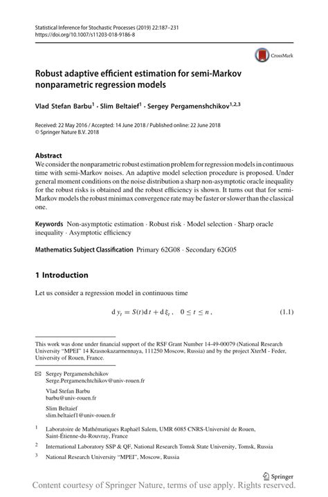robust adaptive efficient estimation for semi markov nonparametric