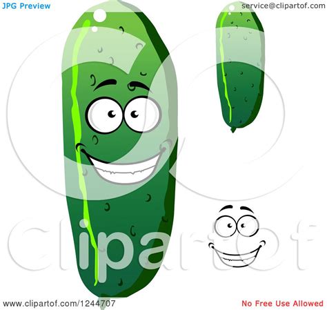 clipart of a happy cucumber character royalty free