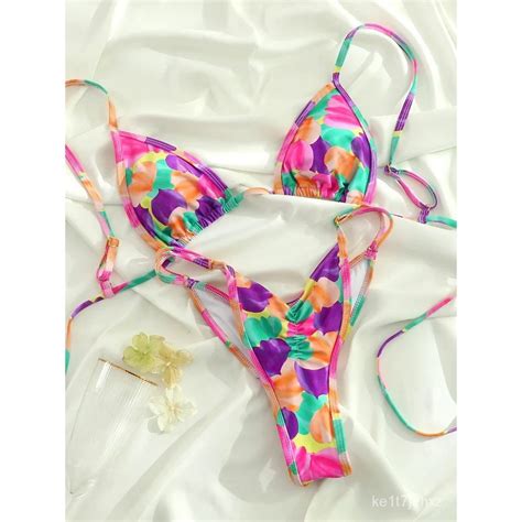 Jual Extreme Print Bikini For Women Cut Out Swimwear Low Waist Swimsuit