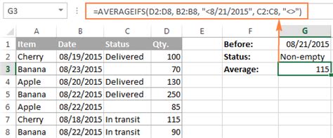 excel average averageif and averageifs functions to