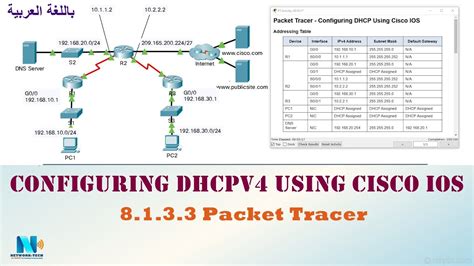 8 1 3 3 Packet Tracer Configuring Dhcpv4 Using Cisco Ios عربي توزيع