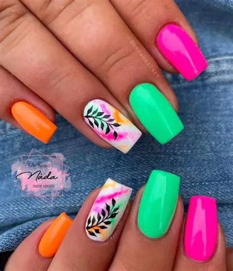 35 Bright Summer Nail Ideas Bright Gel Nails Pink Nails Bright Nail Art