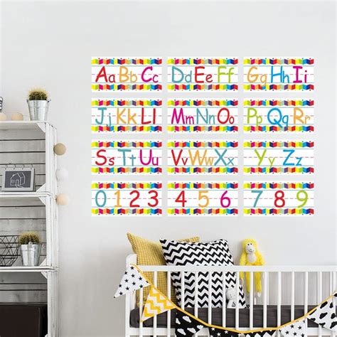 12pcs Alphabet Bulletin Board Strips Alphabet Number Decorations