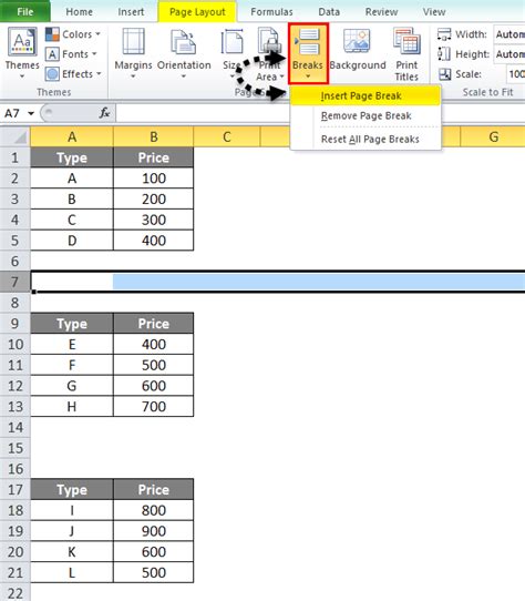 excel insert page break how to insert page break in excel