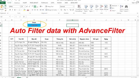 excel vba auto filter data with advancefilter lọc dữ liệu tự động