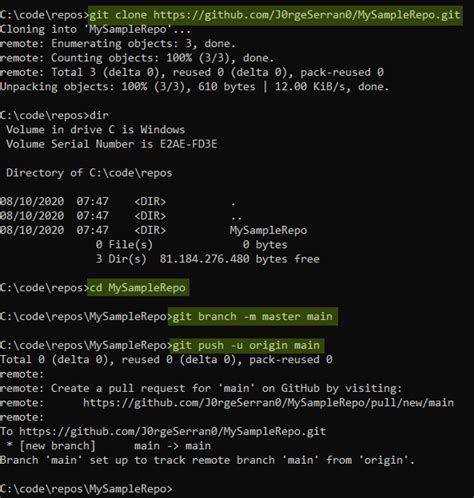 cómo renombrar y cambiar una rama o branch por defecto en github