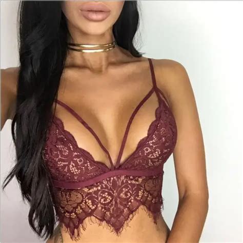 Strappy Encaje Bralette Crop Top Sexy Bralette Push Up Malla