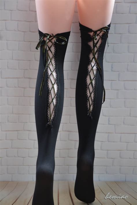 Sexy Black Lace Knee Socks Soft Micro Ribbon Knee High Socks Etsy