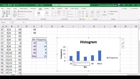 histogram dengan menu data analysis di ms excel youtube