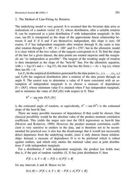 Solution Allometry Major Axis Regression Nonparametric Line Fitting