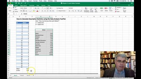 how to calculate descriptive statistics in excel 2016 for mac using the