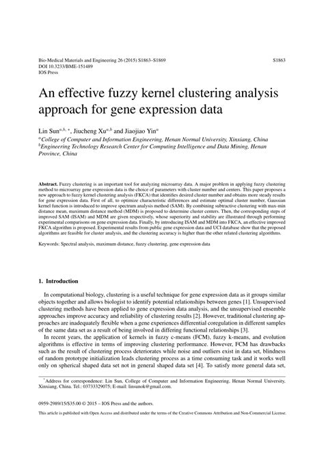 Pdf An Effective Fuzzy Kernel Clustering Analysis Approach For Gene