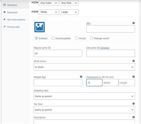 how to add and optimize woocommerce product variations