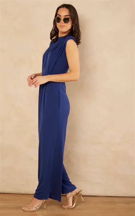 Sarry High Neck Jumpsuit In Royal Blue Jenerique Silkfred Us