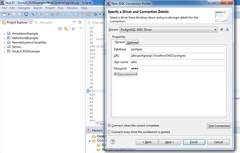 postgresql postgres database connection issue with eclipse stack