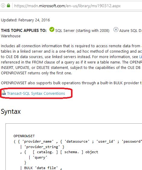 sql server understanding sql definition syntax stack overflow
