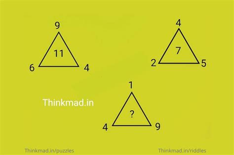 find missing number in triangle 5 3 4 18