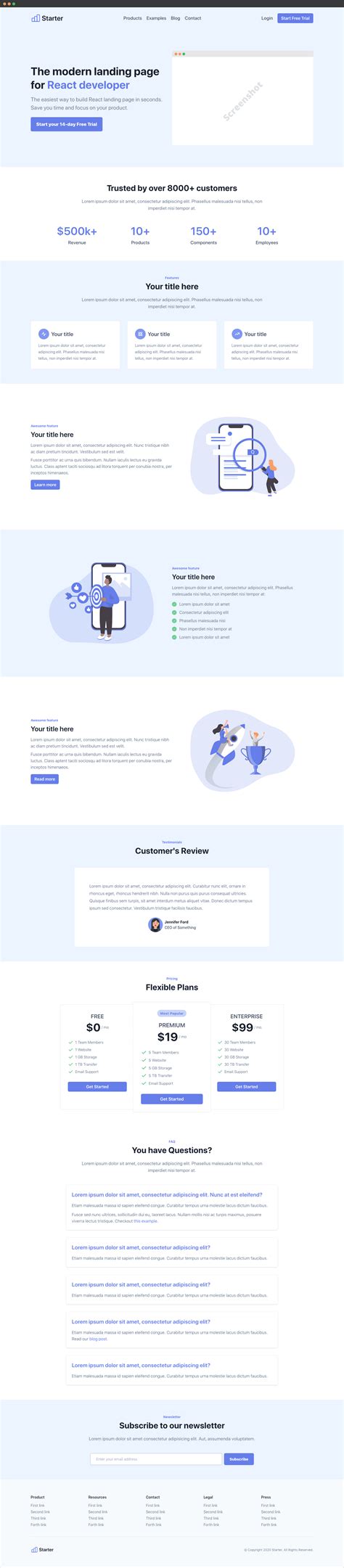 indigo modern tailwind theme with react framework