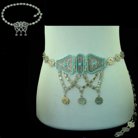 Turkish Gypsy Silver Metal Tassel Waist Chain Boho Ethnic Tribal