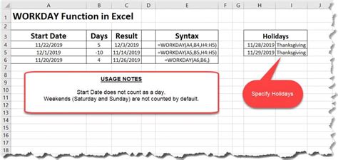 how to use the workday function in excel