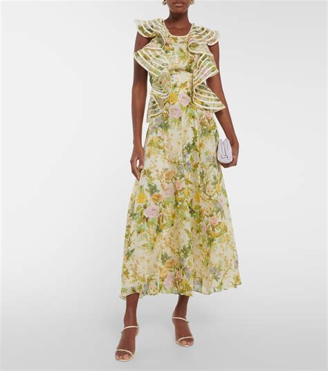 Alémais Eden Floral Linen And Silk Midi Dress Mytheresa