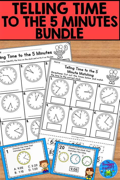 Telling Time To The Nearest 5 Minutes Bundle Worksheets And Task