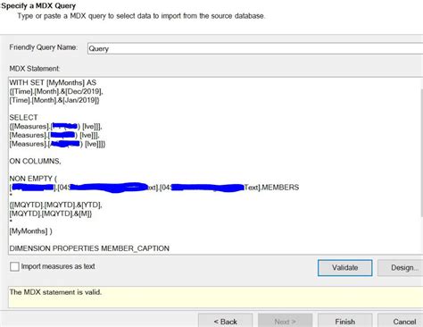 connection string not valid mdx query error in power pivot