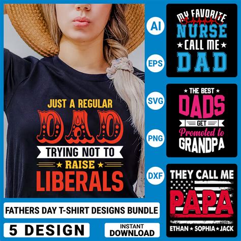 5 Dad T Shirt Designs Bundle Fatherss Day Quotes Typography Graphic T