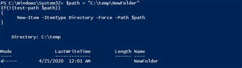 powershell create folder if it does not exist