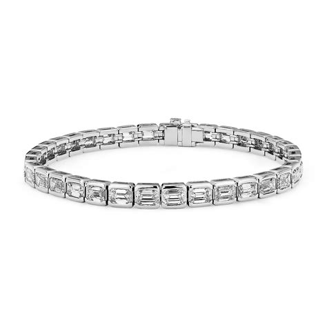 Emerald Cut Diamond Eternity Line Tennis Bracelet In Platinum 11 1 10