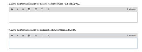 solved 3 write the chemical equation for the ionic reaction