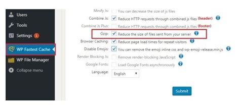 how to enable gzip compression in a wordpress site