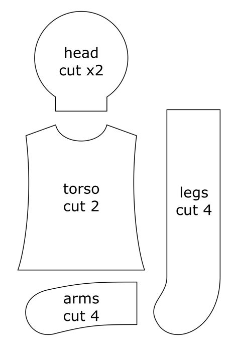 Printable Easy Soft Rag Doll Sewing Pattern Doll Sewing Patterns