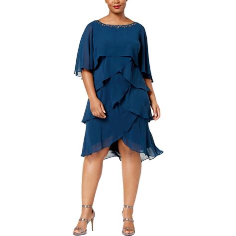 Buy Sl Fashions Womens Plus Size Embellished Tiered Chiffon Dress 16w