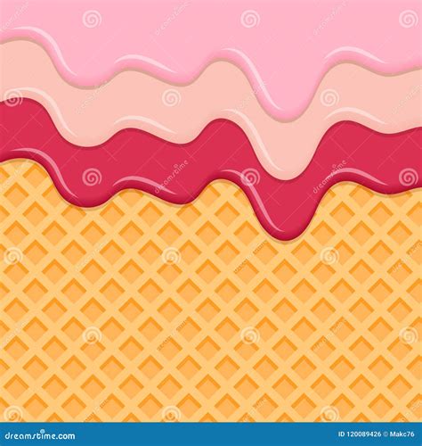 Cream Melted On Wafer Background Stock Vector Illustration Of Cartoon
