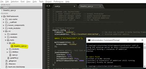 angularjs protractor not locating testing spec files stack overflow