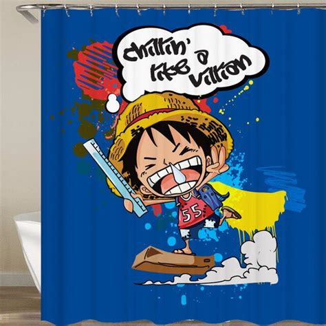 Funny Chopper Luffy Shower Cap Anime Waterproof Shower Curtain With