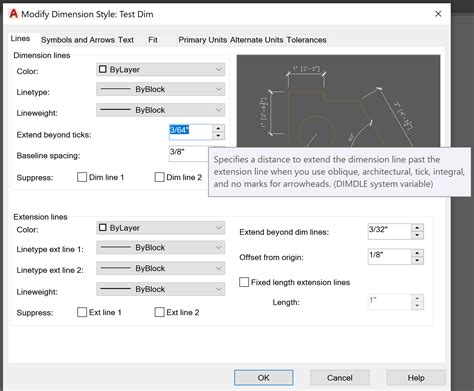 solved dimension line extentions too long at smaller dimensions