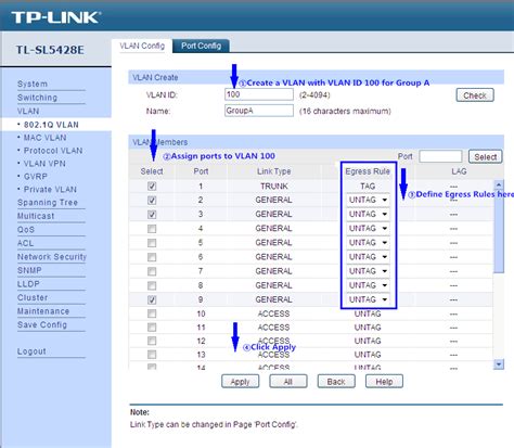 How To Configure 802 1q Tag Vlan On L2 Managed Switches Tp Link
