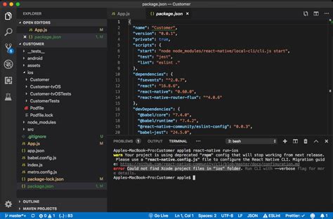 react native could not find xcode project files in ios folder