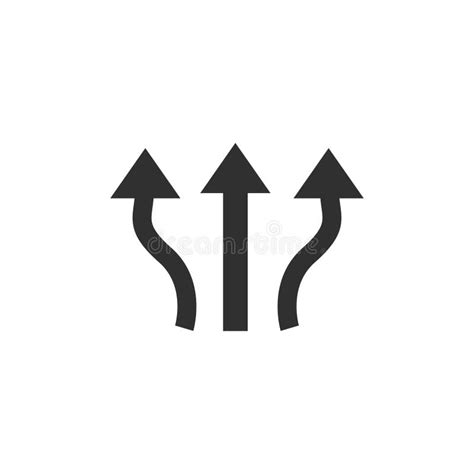 Three Way Direction Arrow In Flat Style Vector Illustration Stock