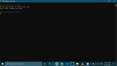 node js sudo npm install g create react app command not working